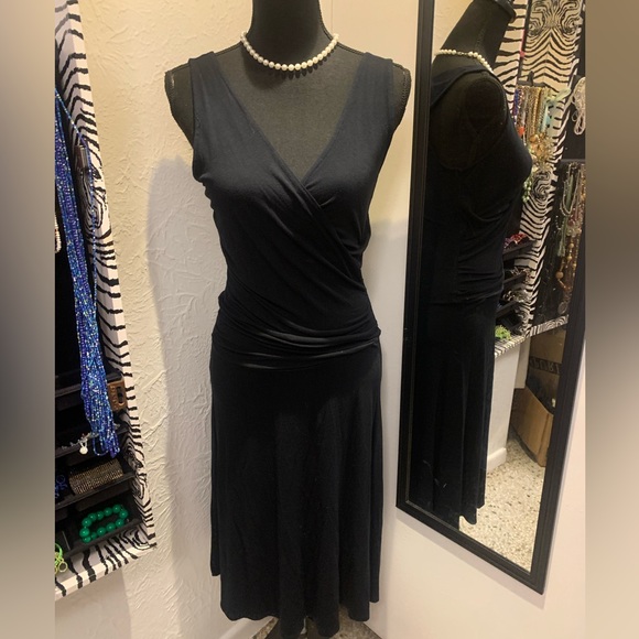 CAbi | Dresses | Pretty Black Cabi After Five Faux Wrap Dress S | Poshmark